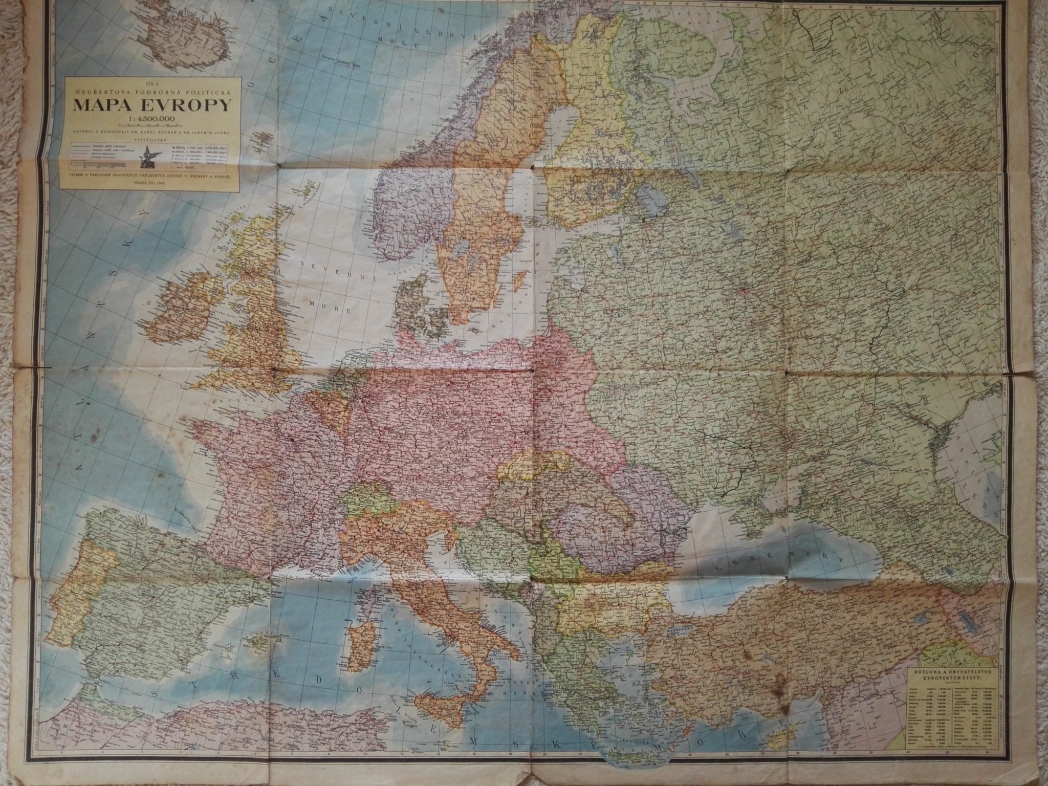 Mapa Europy 1944 r. III Rzesza, oryginał – Antykikormoran