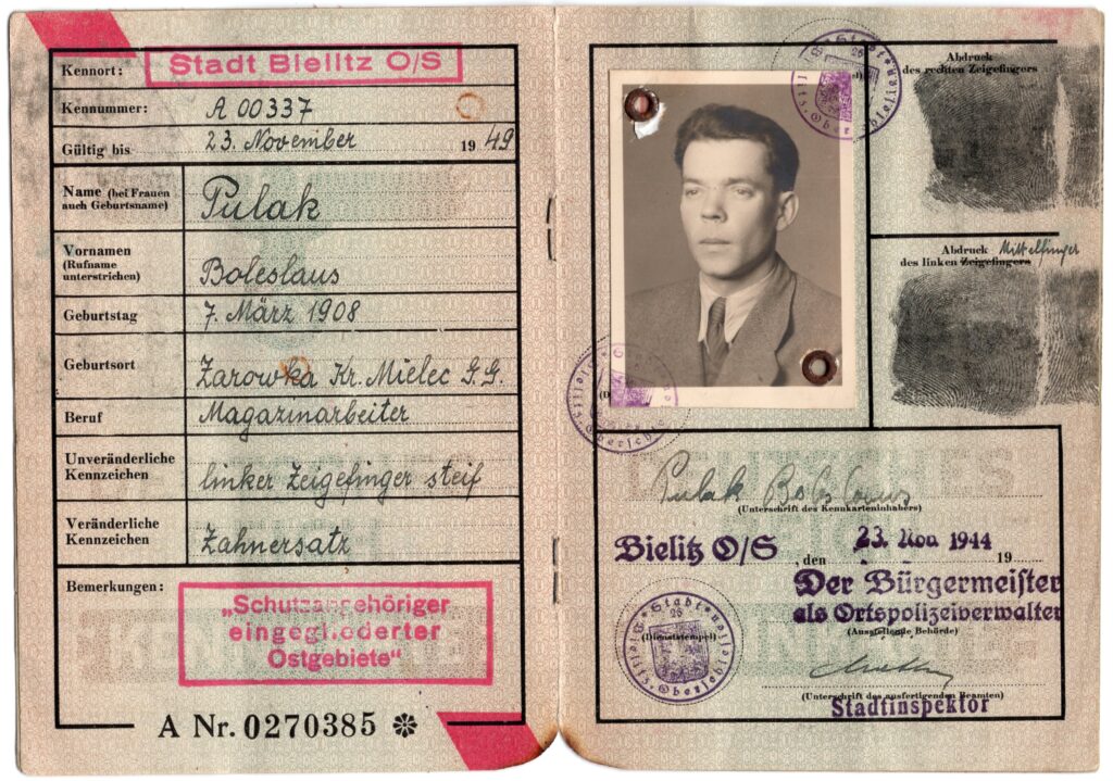 Deutsches Reich KENNKARTE Bielitz 1944 r., plus zdjęcia rodzinne ...